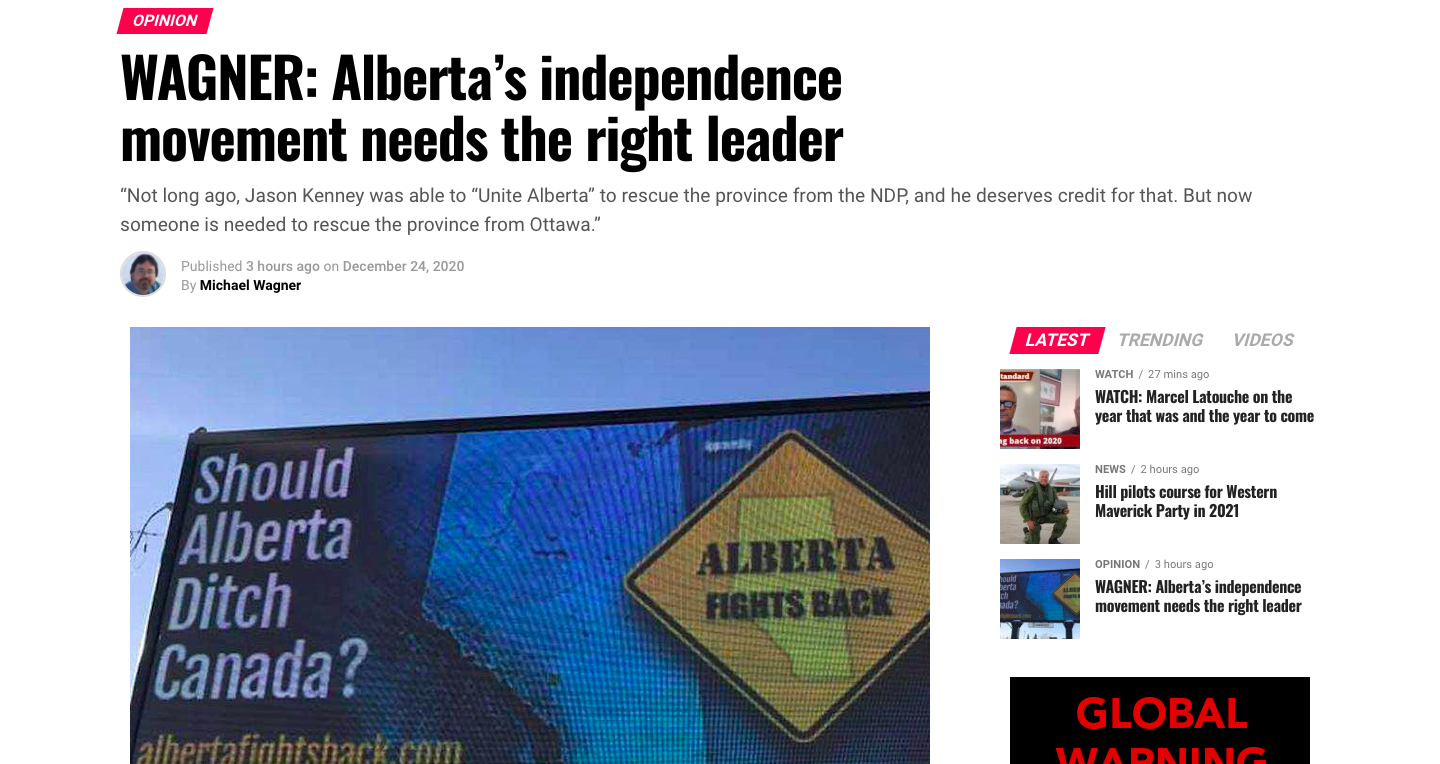 WAGNER: Alberta’s independence movement needs the right leader - The ...