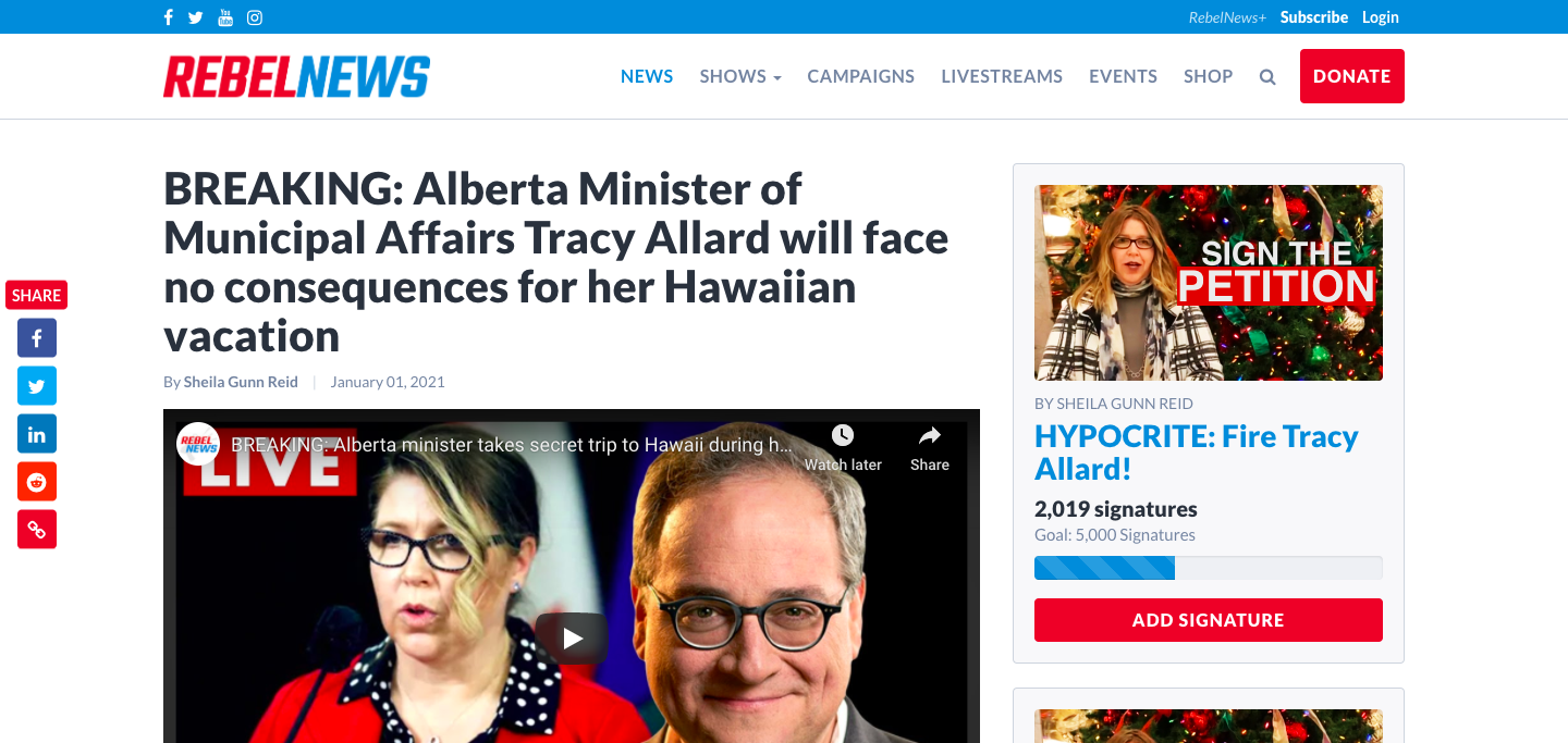 WATCH: Alberta Minister of Municipal Affairs Tracy Allard will face no ...