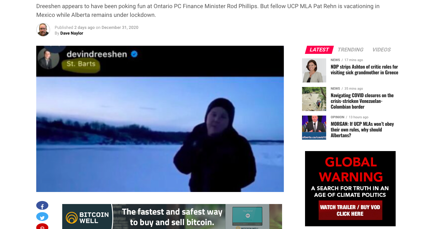 Minister "Devin Dreeshen" uploaded a social media post showing him ...