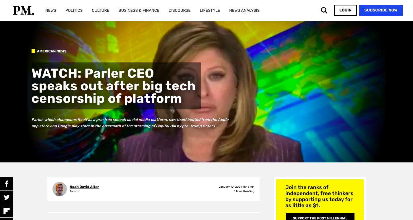 WATCH: Parler CEO speaks out after big tech censorship of platform ...