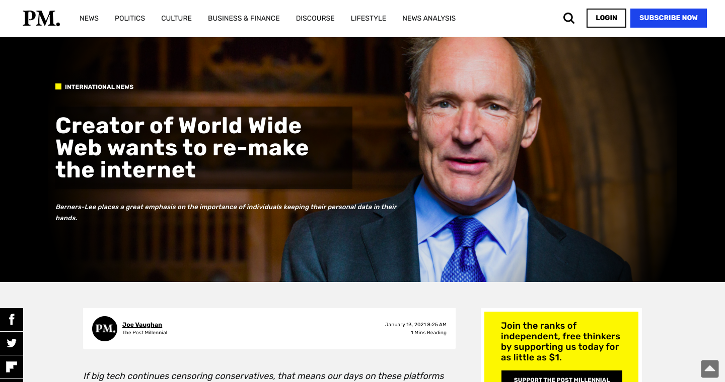 Creator of World Wide Web wants to re-make the internet - The Daily News
